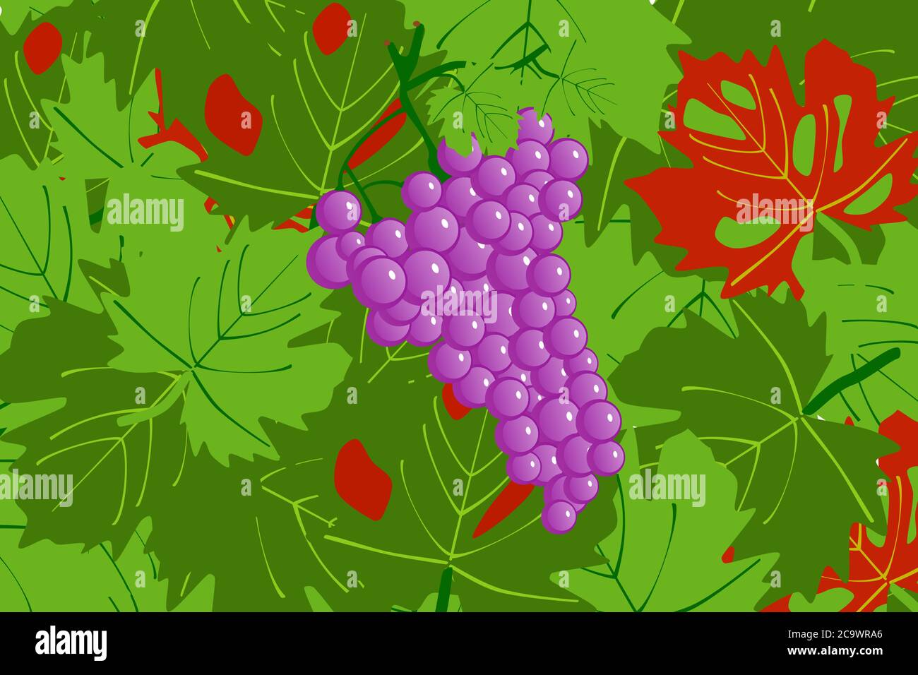 illustration of a bunch of grapes with leaves on the background Stock ...