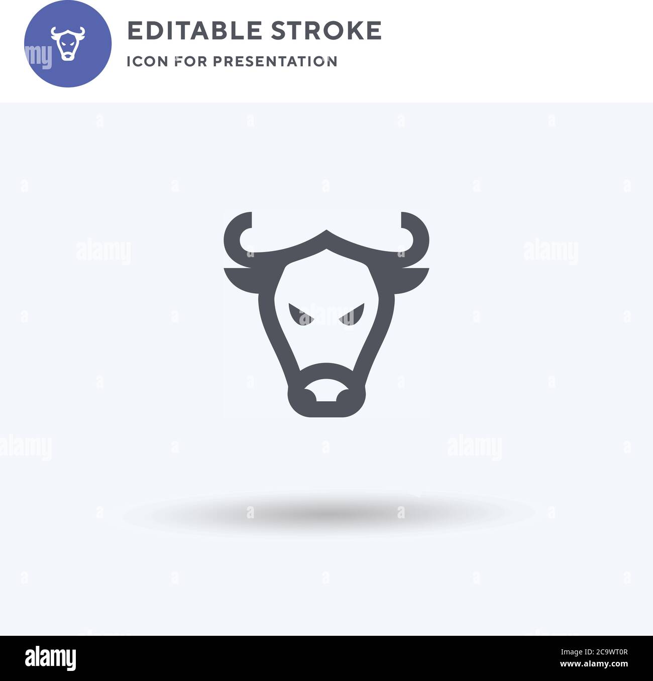 Bull icon vector, filled flat sign, solid pictogram isolated on white ...