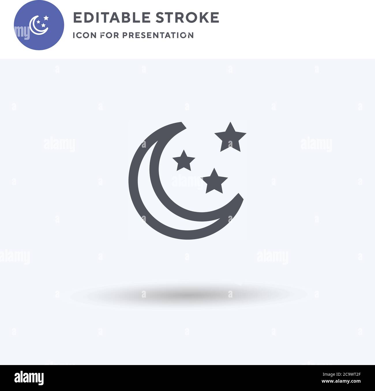 Night icon vector, filled flat sign, solid pictogram isolated on white ...