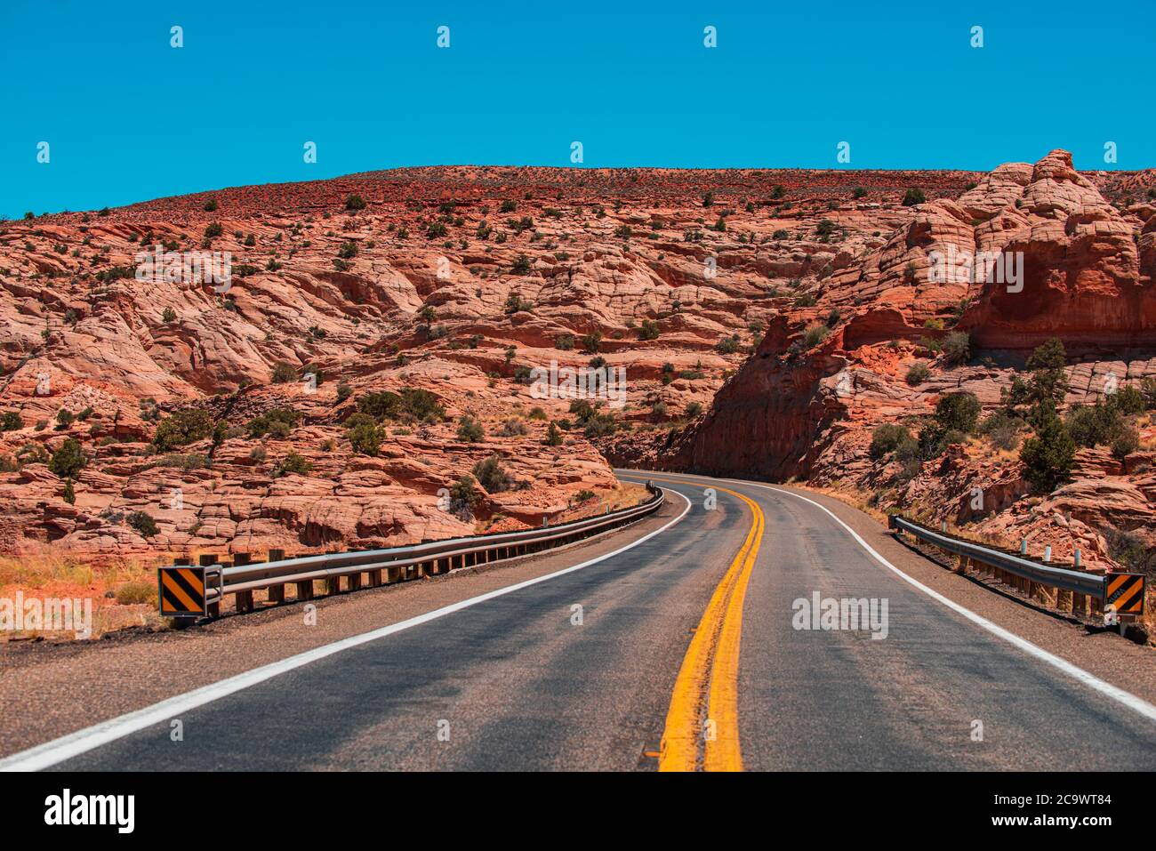 Asphalt highway road and sky sunset clouds landscape. Open road through ...