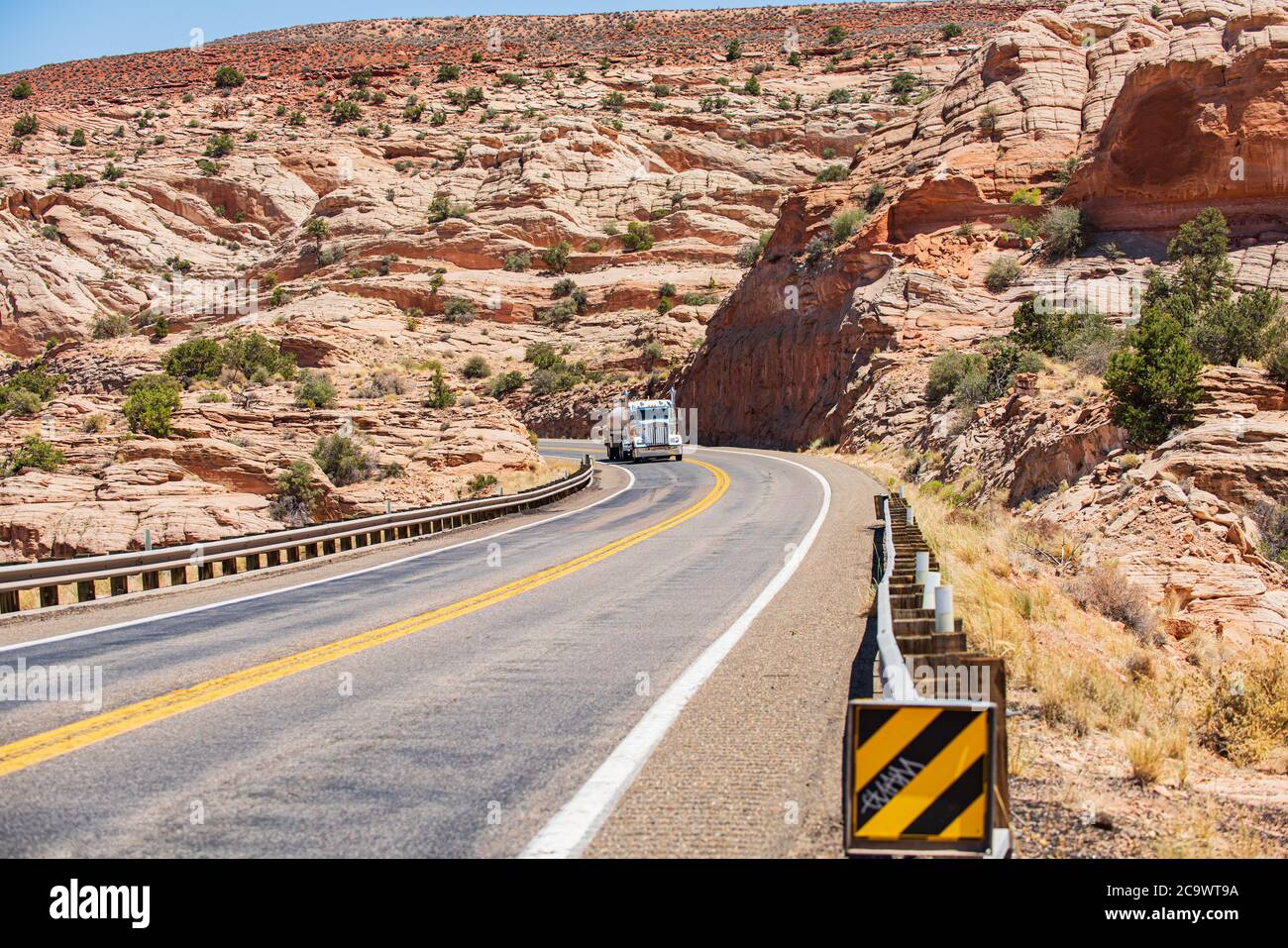 American Country Road. Beautiful rocky Mountain countryside landscape ...