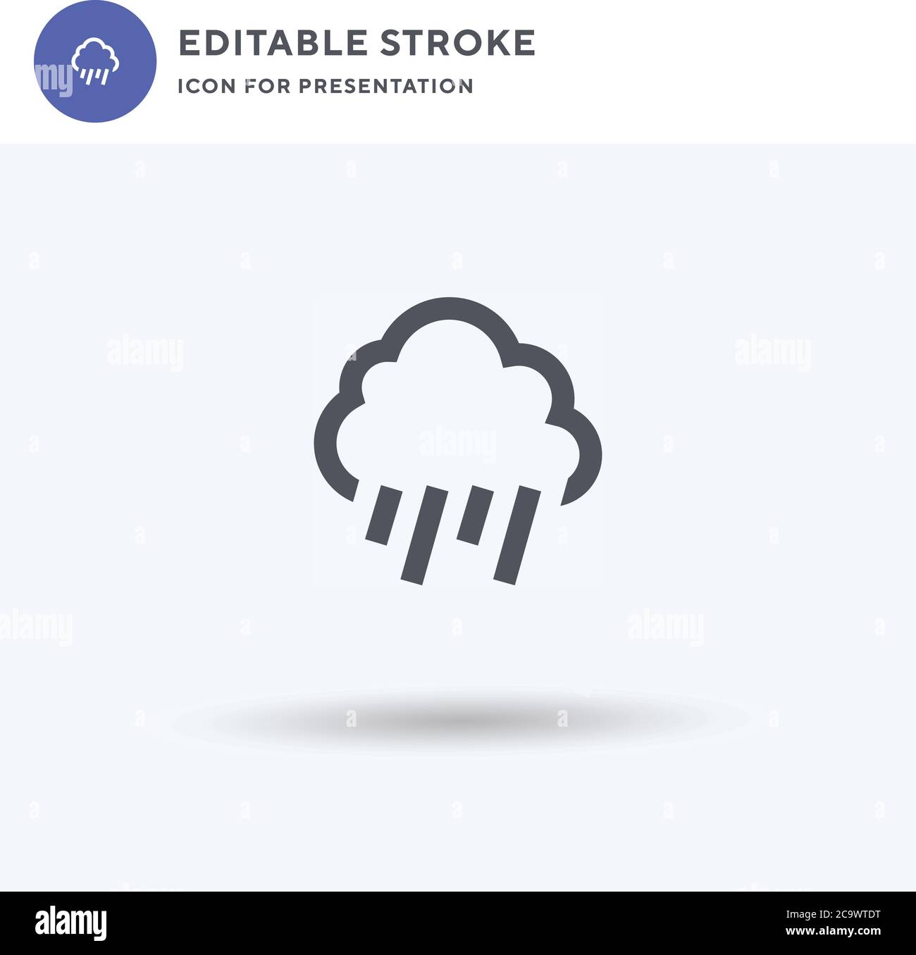 Rainy icon vector, filled flat sign, solid pictogram isolated on white ...