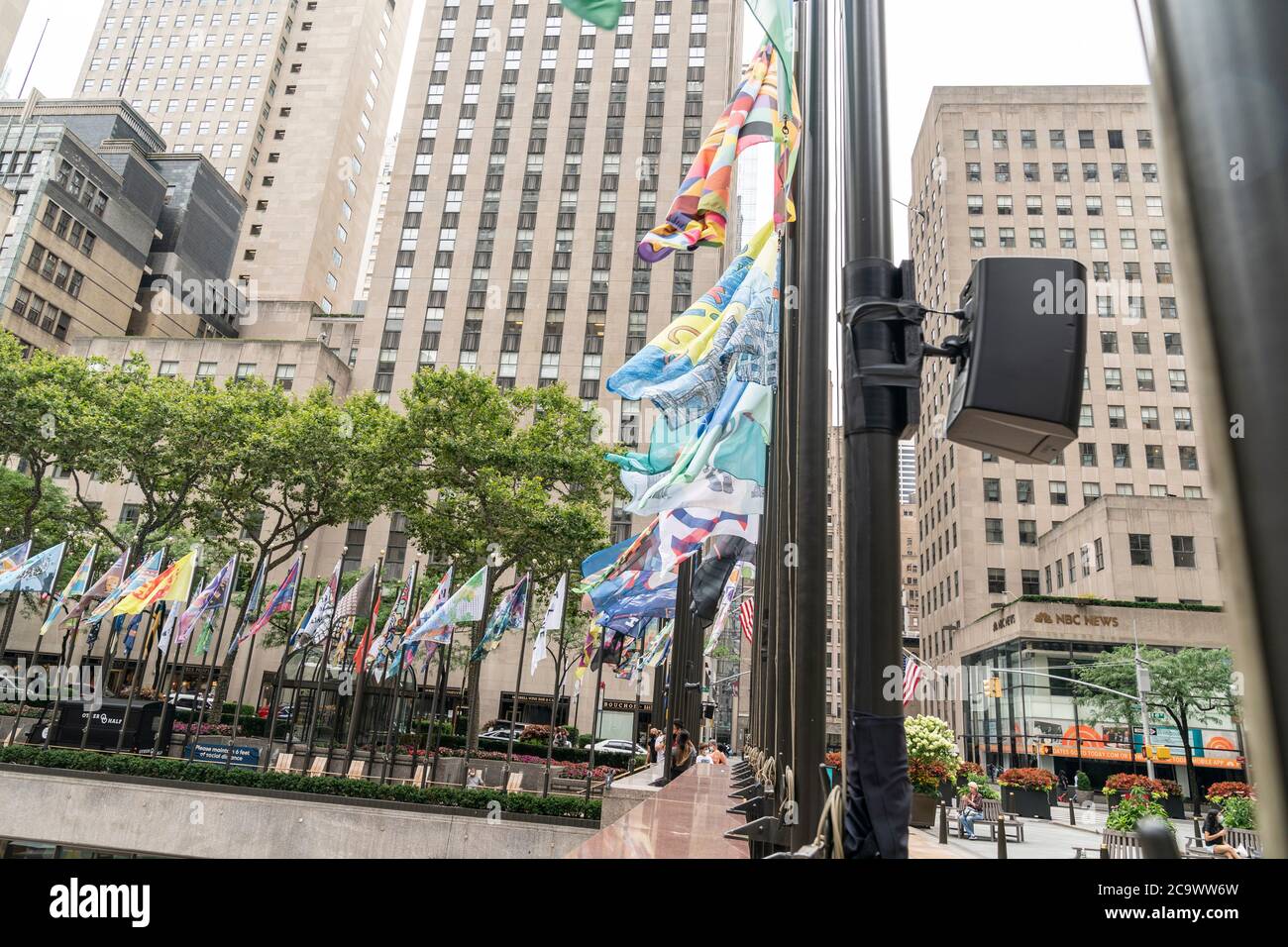 New York, NY - August 2, 2020: View of The Flag Project at Rockefeller ...