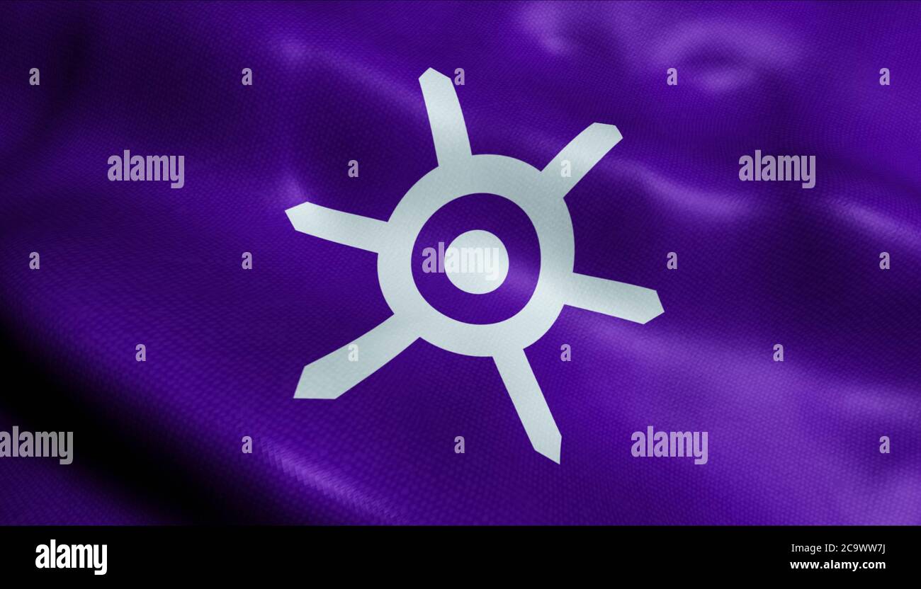 3D Illustration of a waving Japanese prefecture flag of W (Japan ...