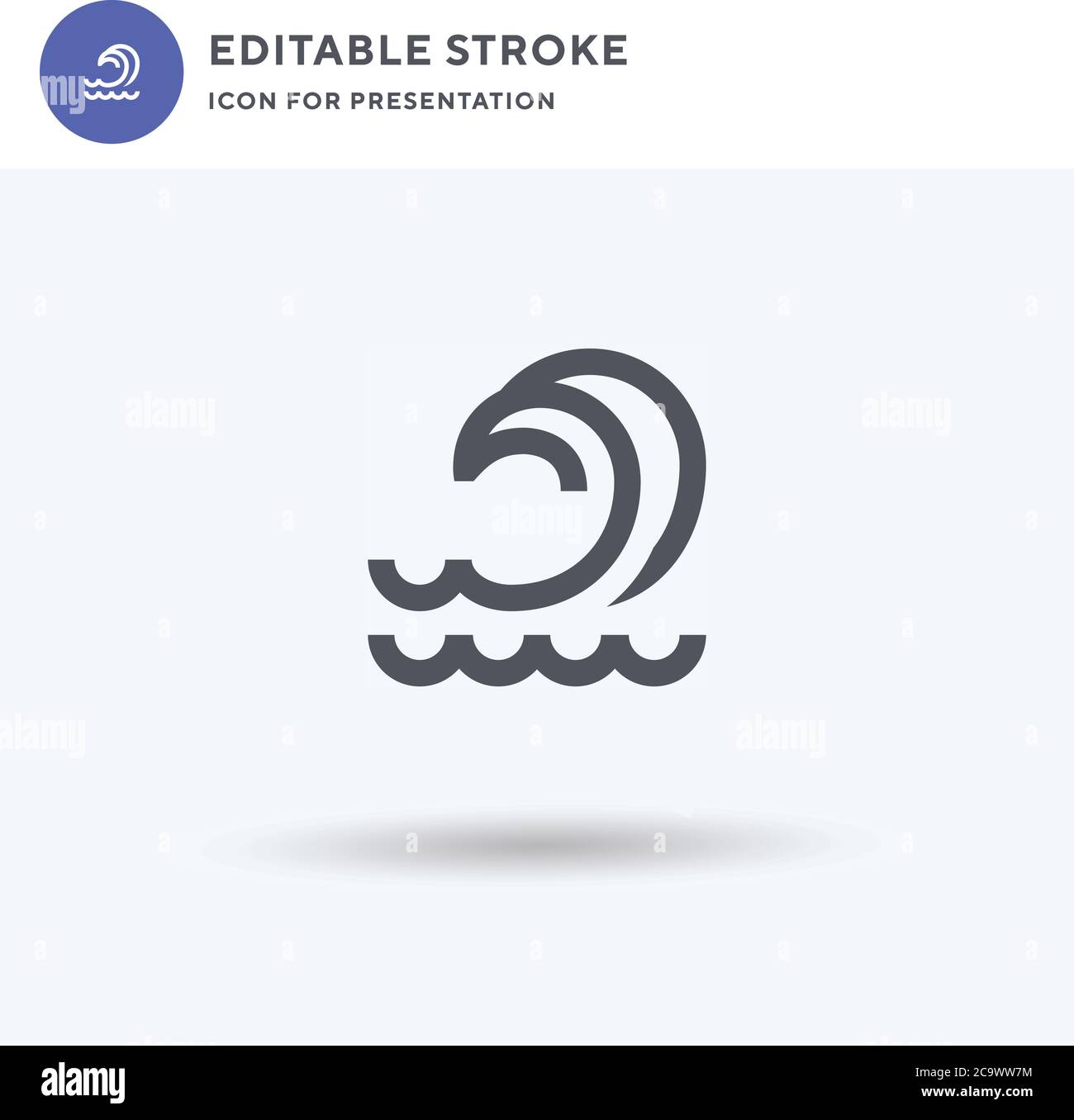 Wave icon vector, filled flat sign, solid pictogram isolated on white ...