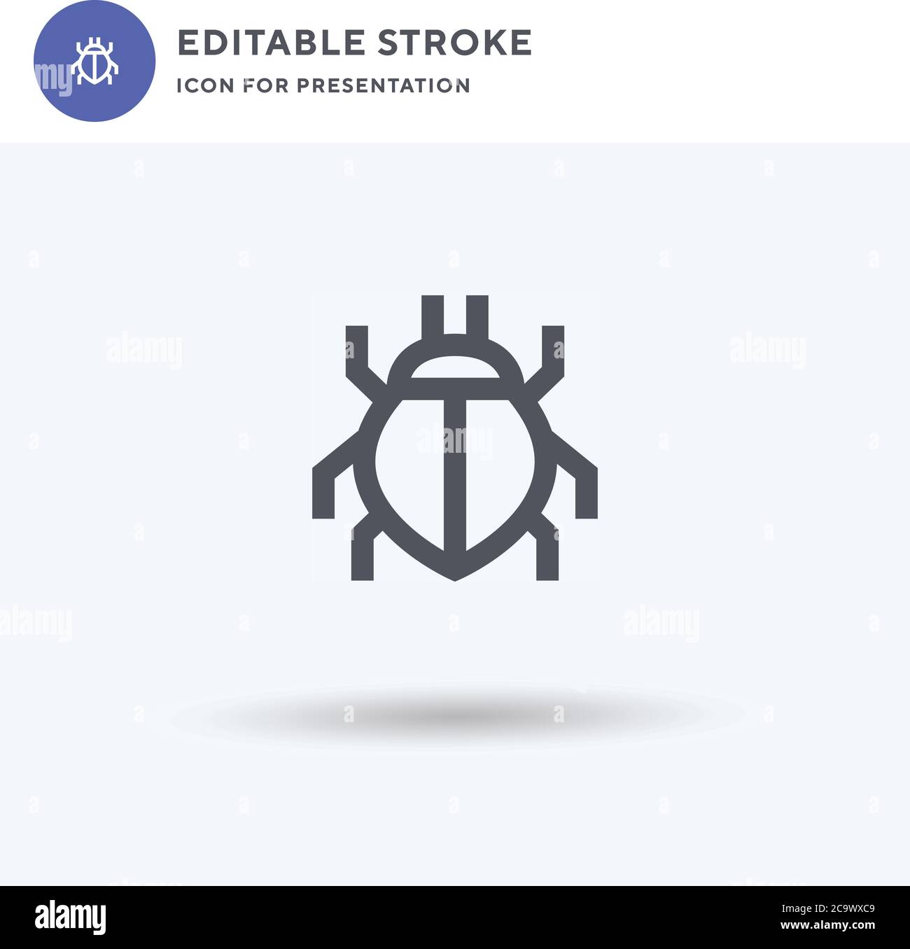 Bug icon vector, filled flat sign, solid pictogram isolated on white ...