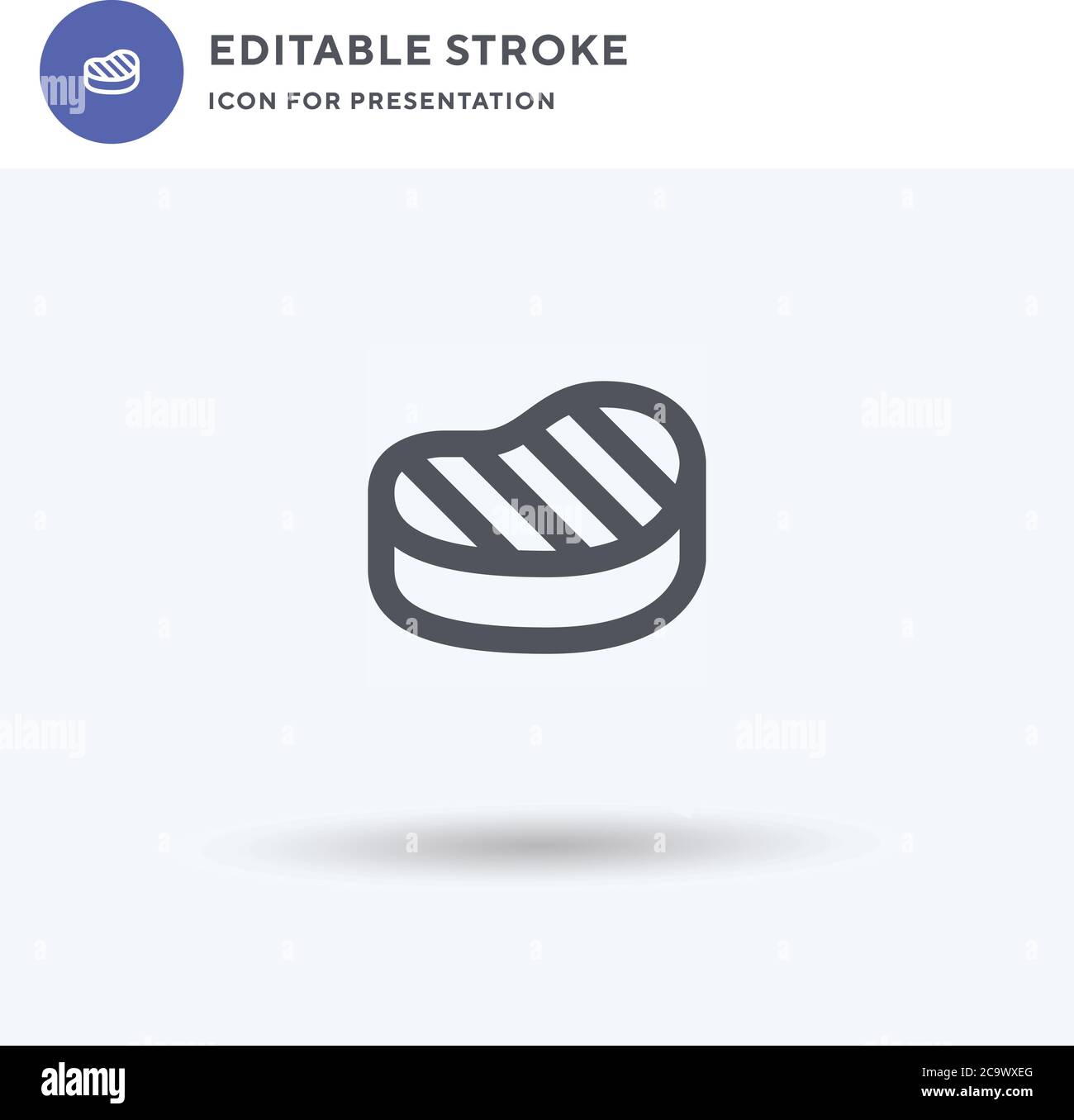 Steak icon vector, filled flat sign, solid pictogram isolated on white ...