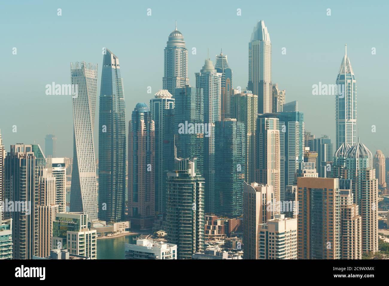 Modern buildings in Dubai Marina, Dubai city skyline with skyscrapers ...