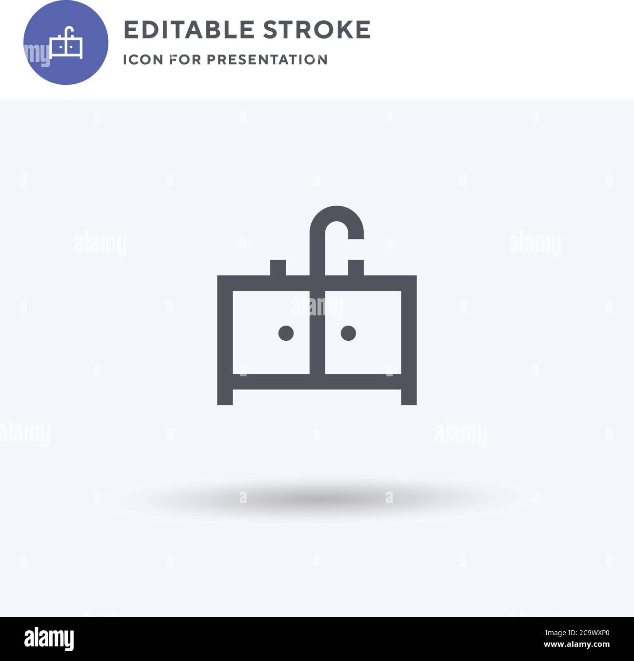 Sink icon vector, filled flat sign, solid pictogram isolated on white ...