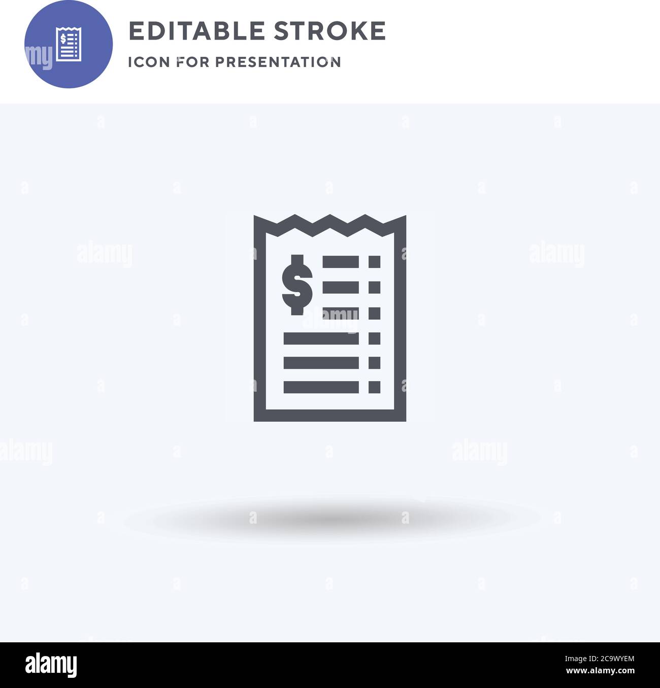 Receipt icon vector, filled flat sign, solid pictogram isolated on ...