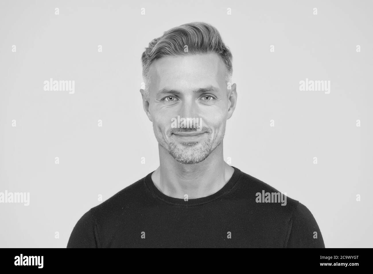 Skincare line for extremely mature skin. Handsome middle age man yellow ...