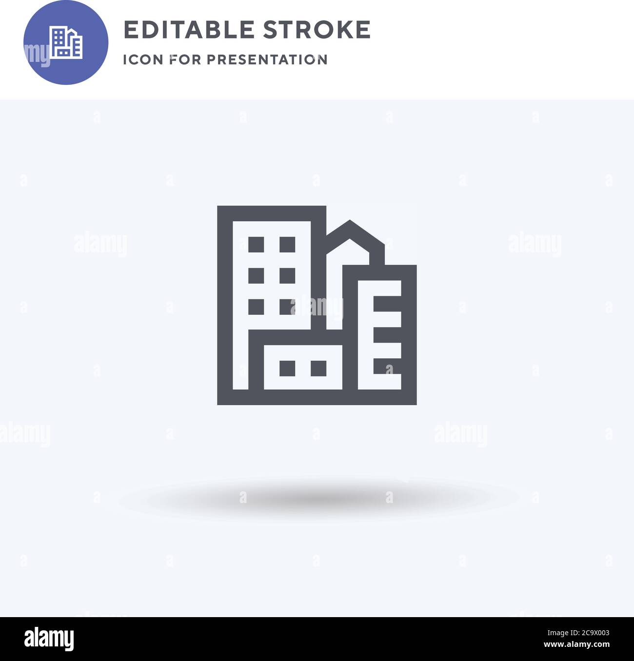 City icon vector, filled flat sign, solid pictogram isolated on white ...