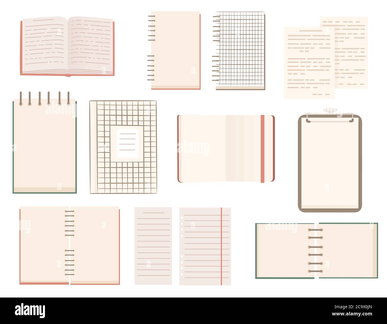 Set of different notepads flat vector illustration isolated on white ...