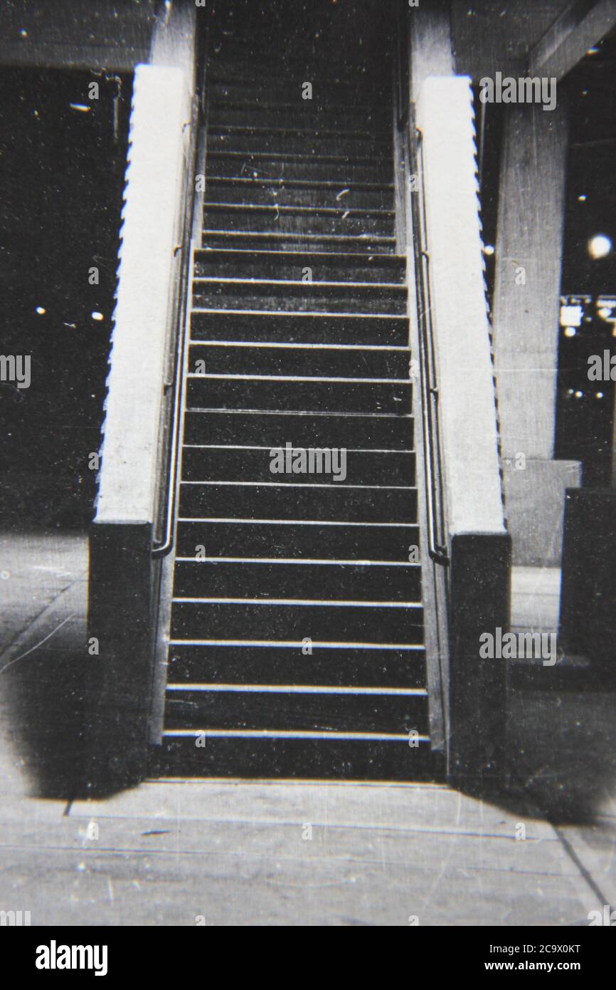 Fine 1970s vintage black and white photography of a flight of stairs ...