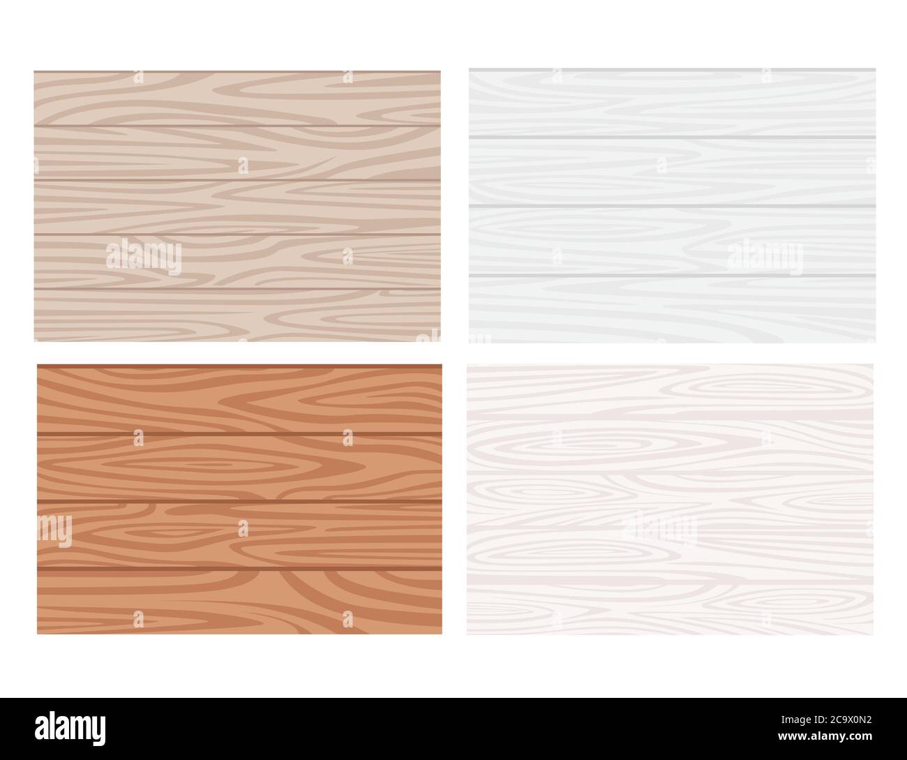 Set of four different color wooden texture flat vector illustration ...