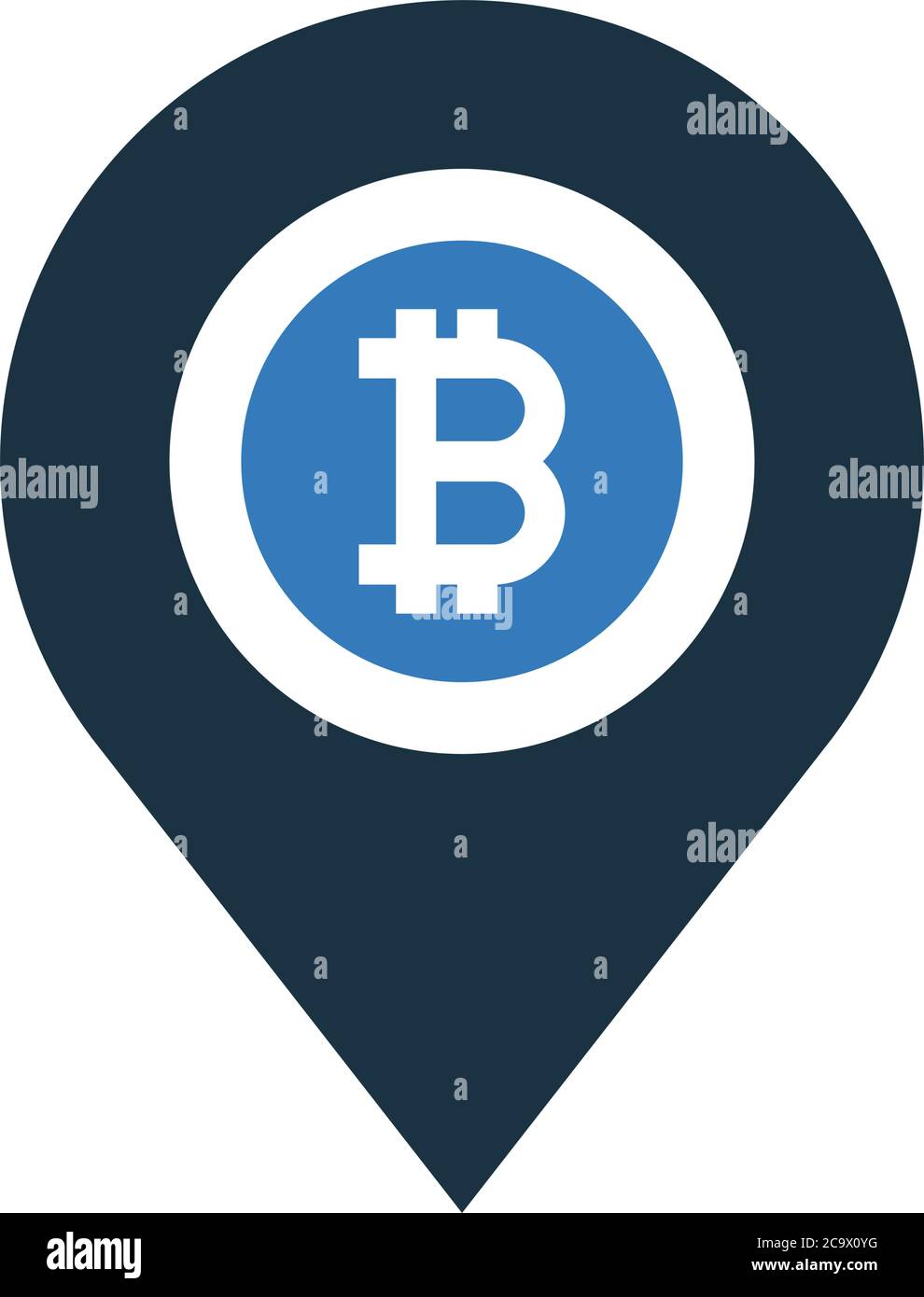 Bitcoin, location map icon. Beautiful, meticulously designed icon. Well ...