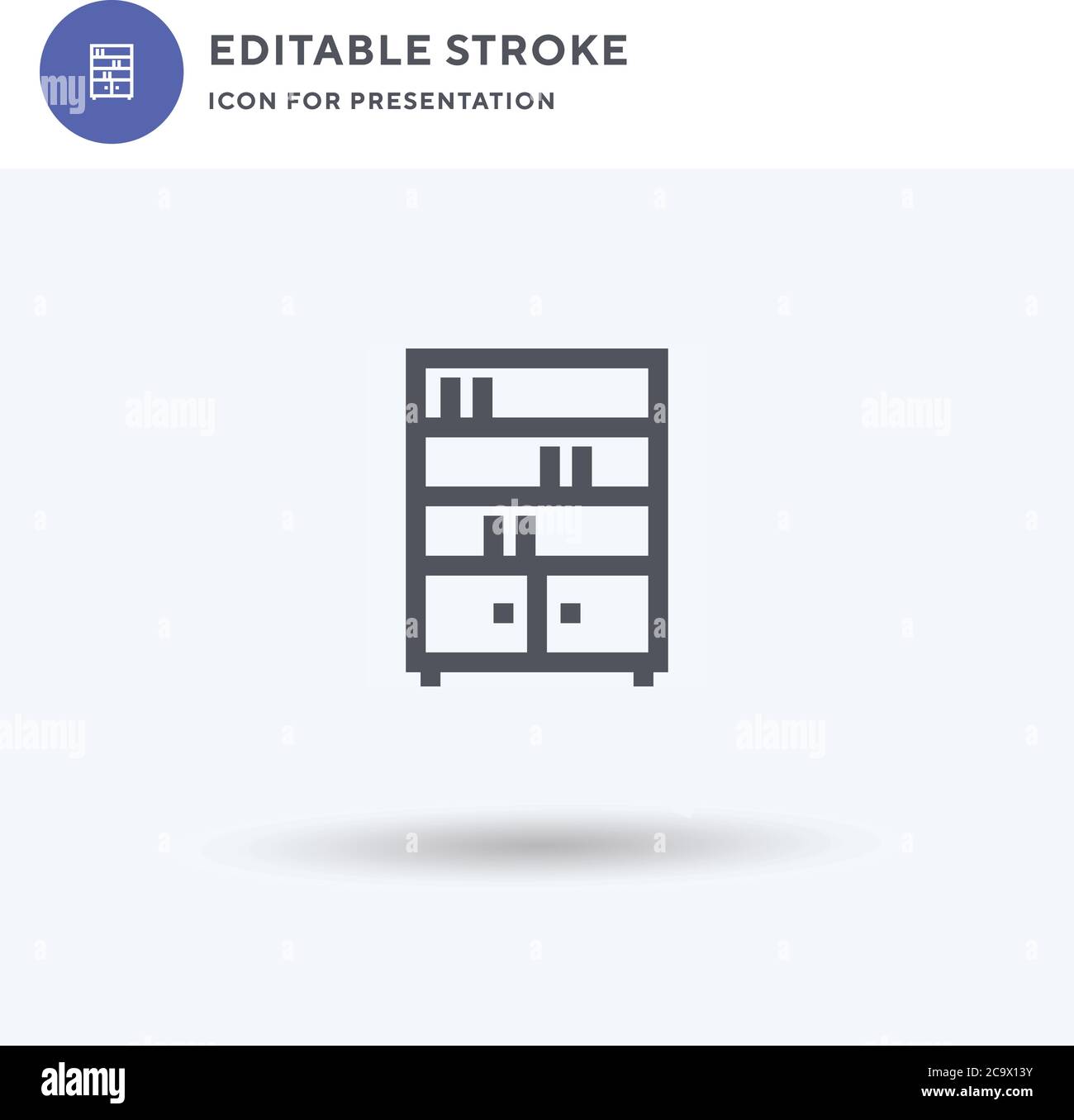 Bookcase icon vector, filled flat sign, solid pictogram isolated on ...