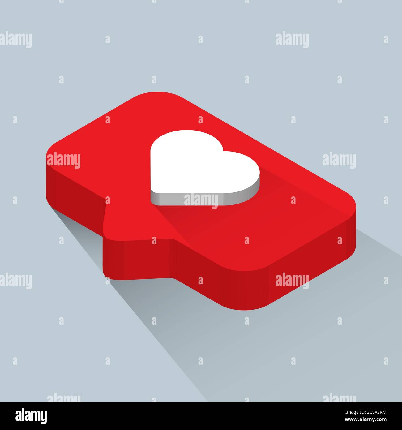 Red bubble heart icon social network like button love notification ...