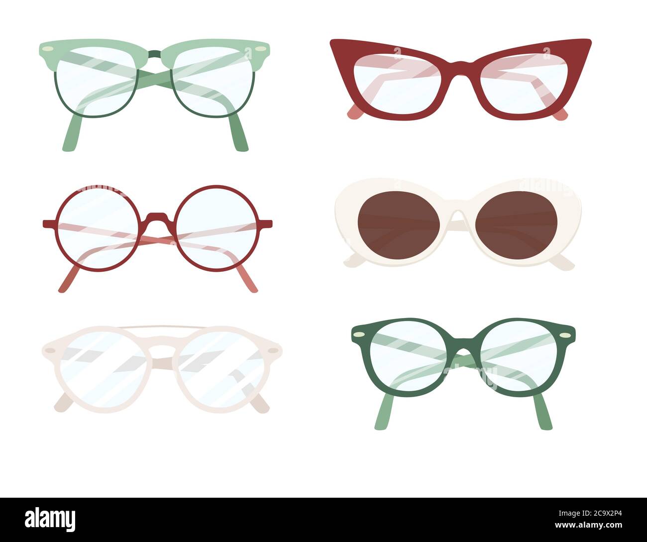 Set of different modern eye glasses flat vector illustration isolated ...