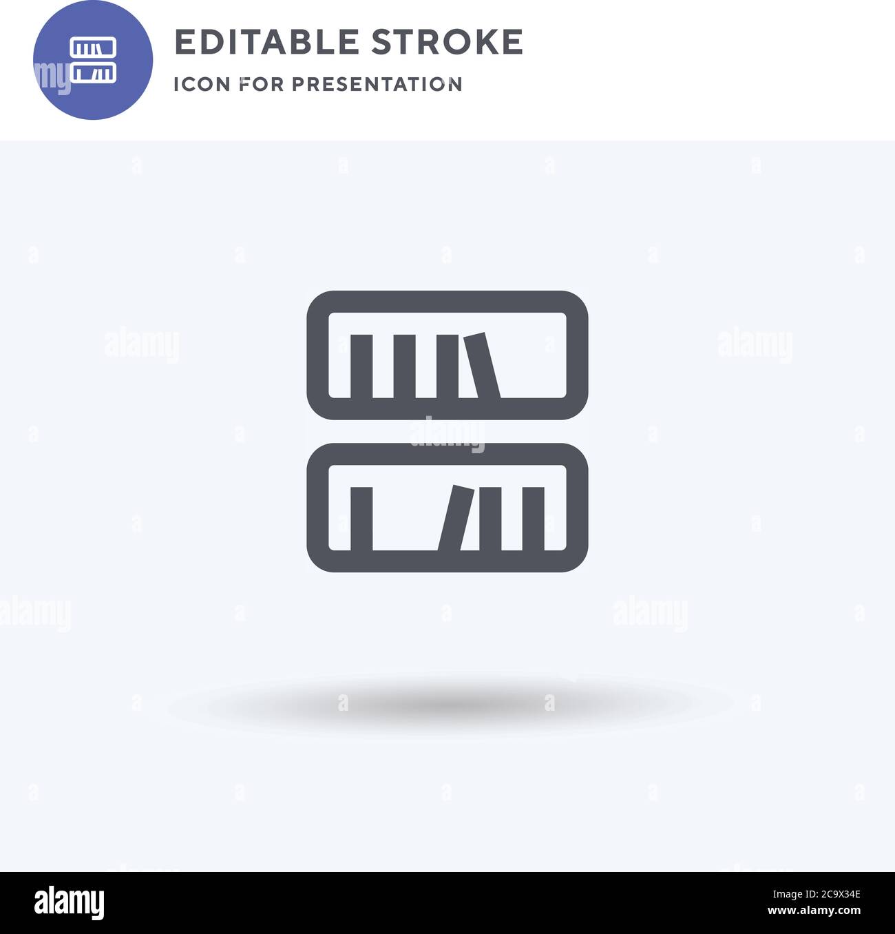 Bookshelves icon vector, filled flat sign, solid pictogram isolated on ...