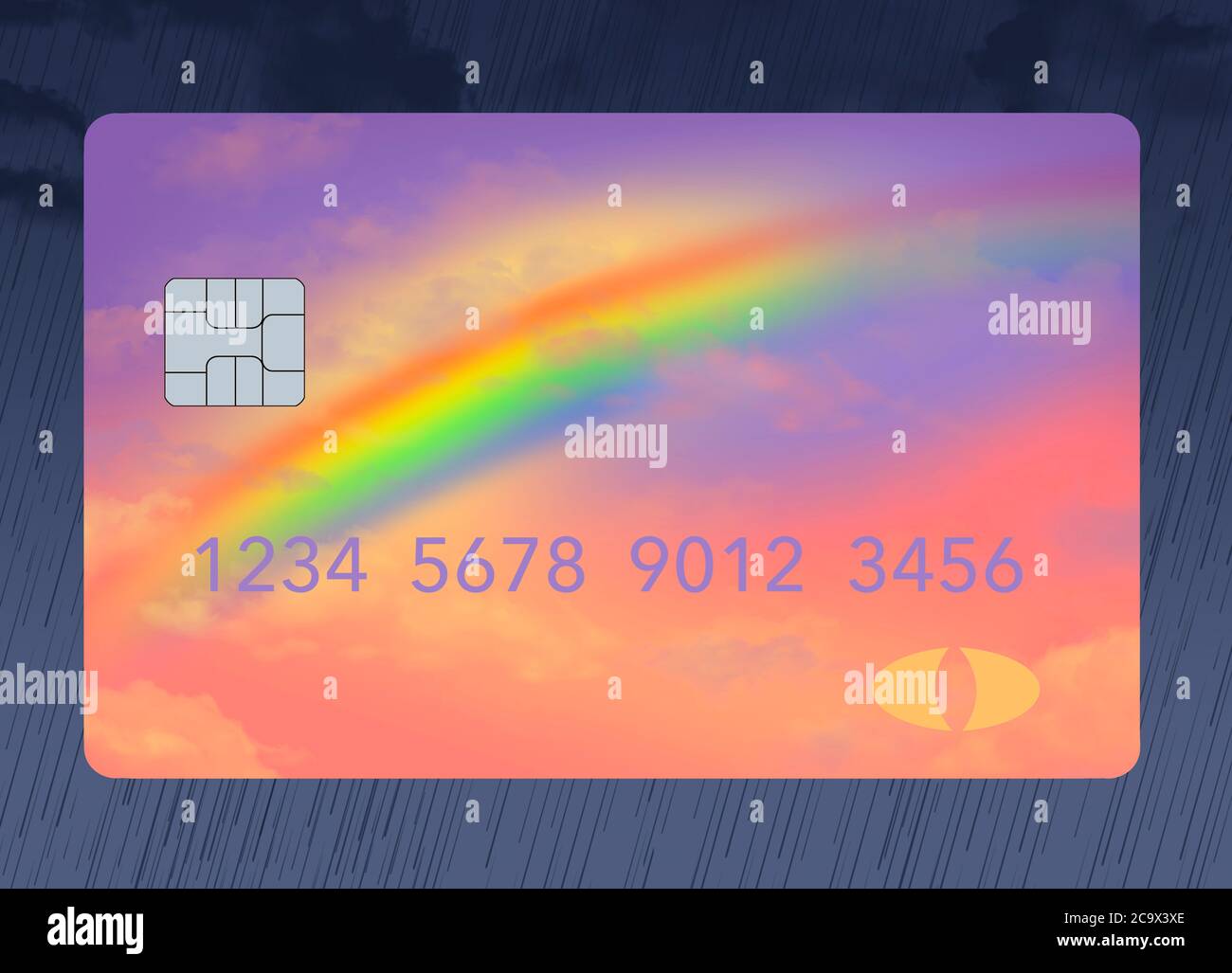 Here is a credit card that has a rainbow design and colors and is to be ...