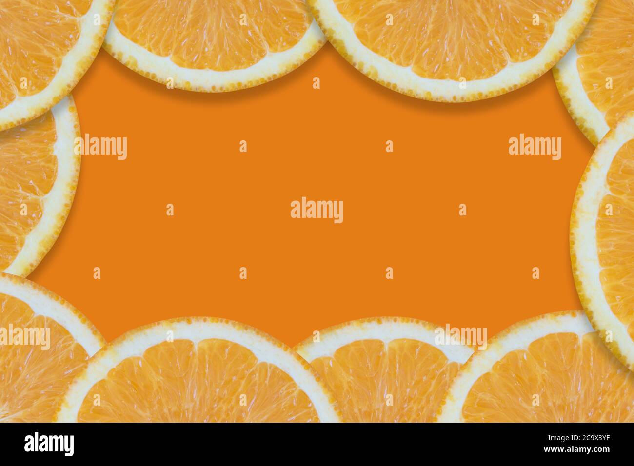 Oranges cut into pieces. Close-up texture. Copy space. Orange ...