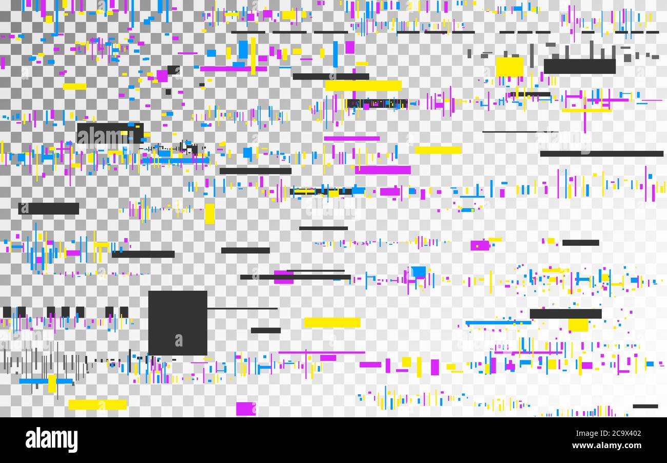 Glitch vhs background on transparent backdrop. Color distortions ...