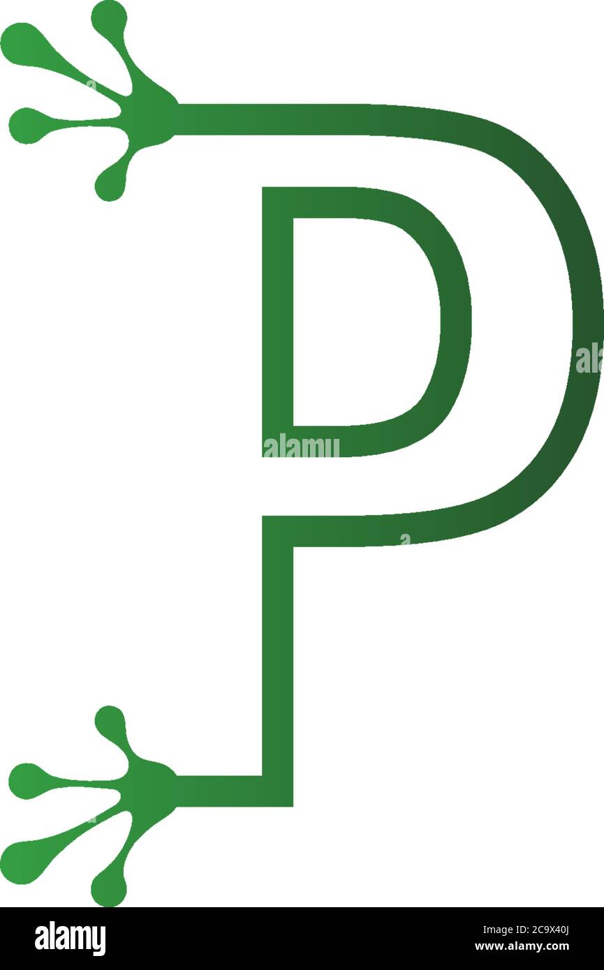 Letter P logo design frog footprints concept icon illustration Stock ...