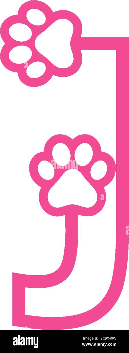 Letter J logo design Dog footprints concept icon illustration Stock ...