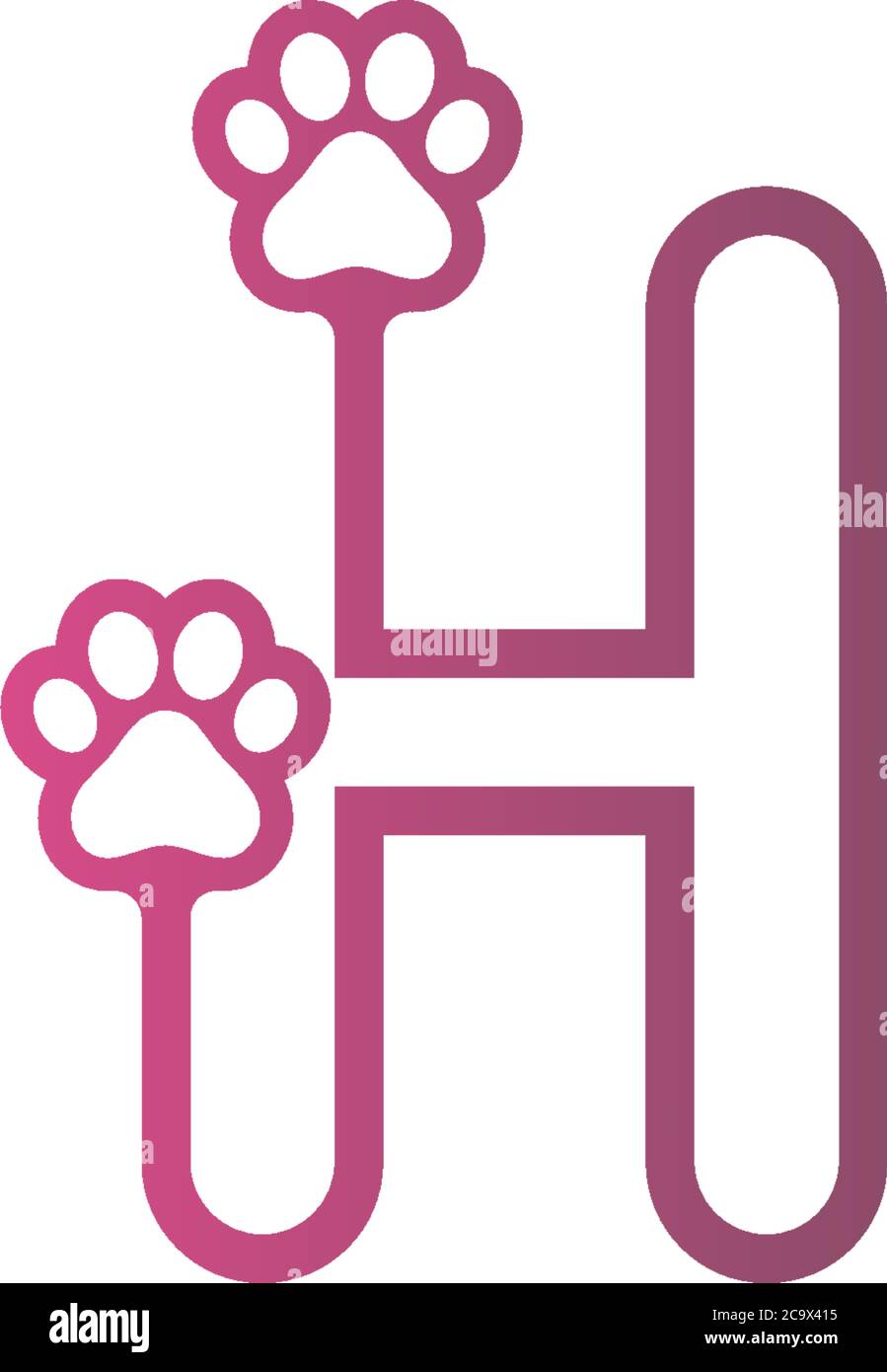 Letter H logo design Dog footprints concept icon illustration Stock ...