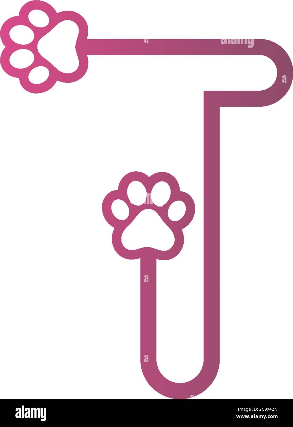Letter T logo design Dog footprints concept icon illustration Stock ...