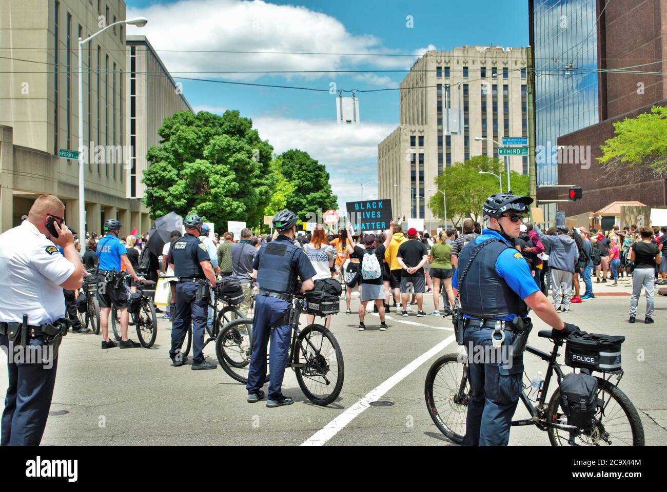 Dayton, Ohio United States 05/30/2020 police and SWAT officers ...