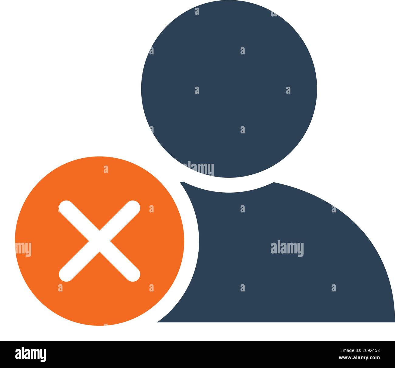 User profile with cross checkmark line icon. Employee rejected symbol ...