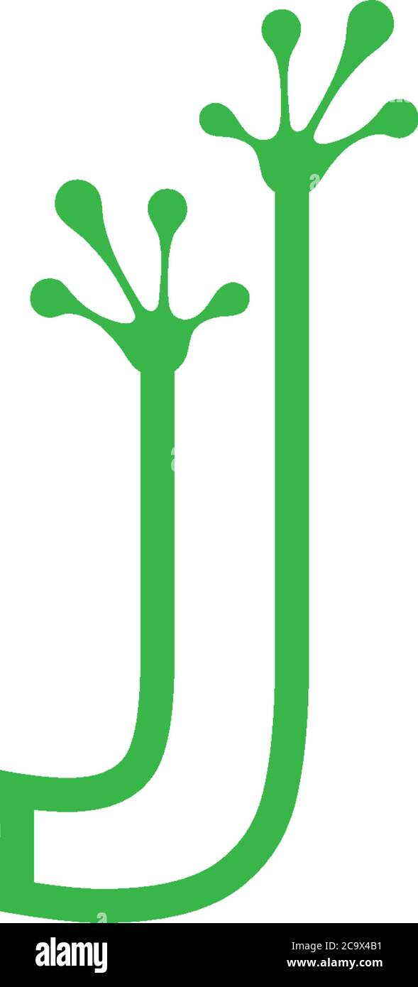Letter J logo design frog footprints concept icon illustration Stock ...