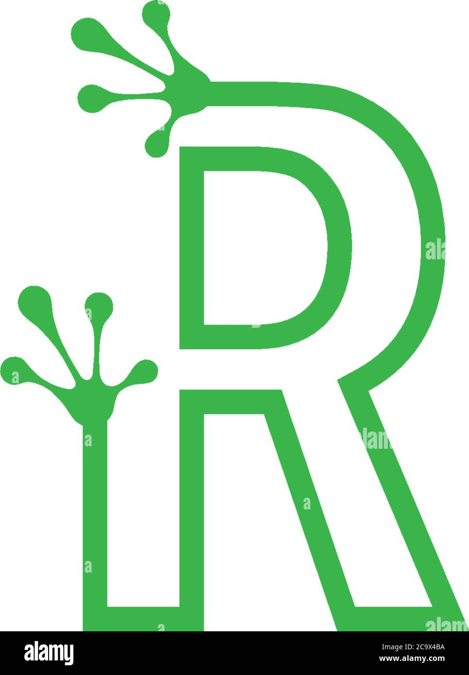 Letter R logo design frog footprints concept icon illustration Stock ...