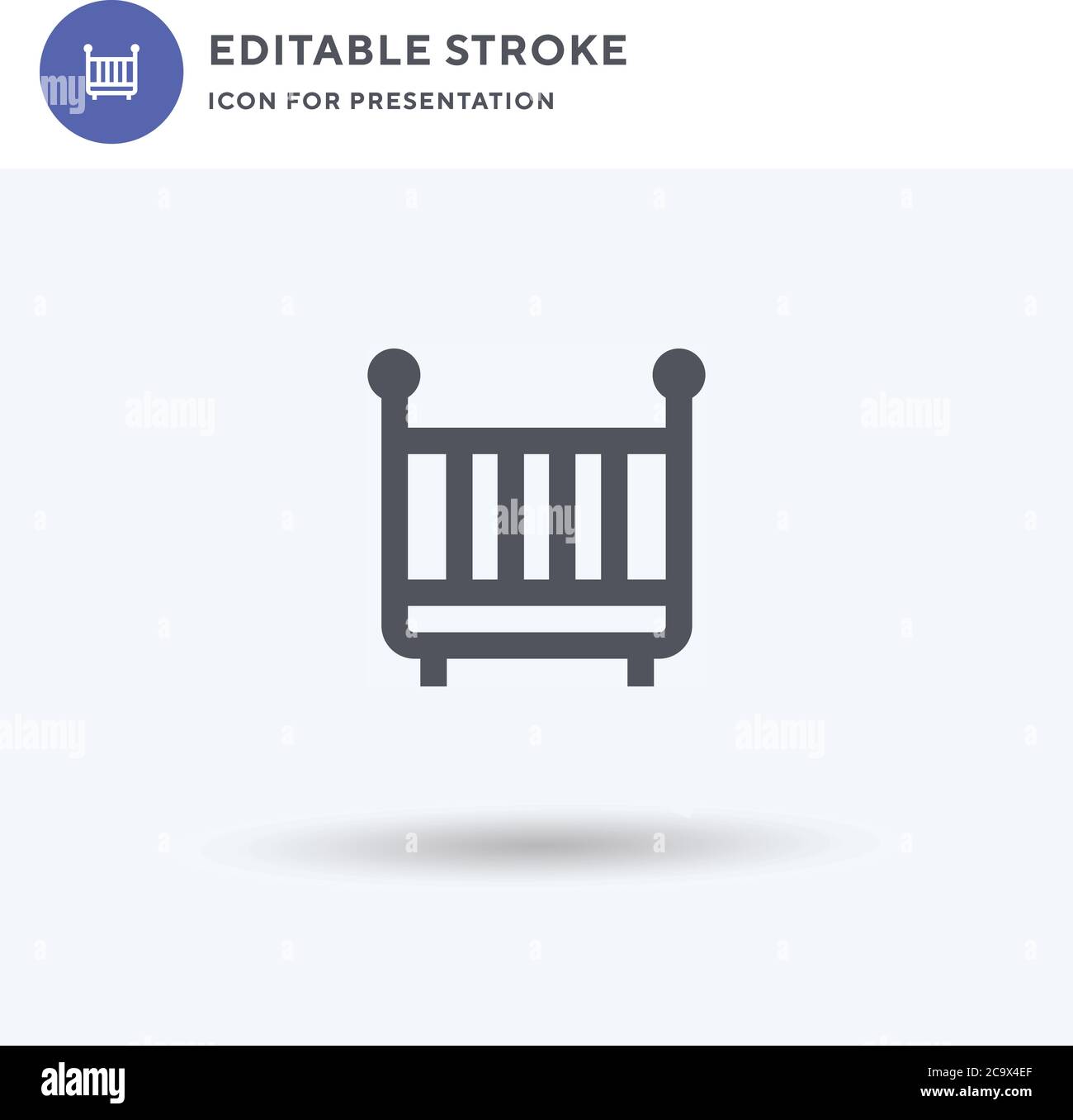 Crib icon vector, filled flat sign, solid pictogram isolated on white ...