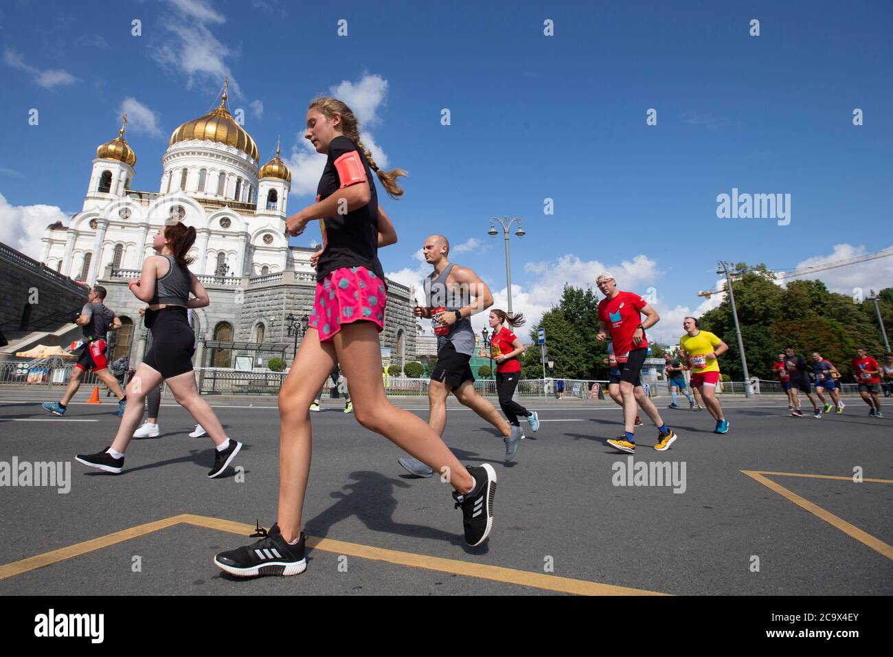 Moscow. 2nd Aug, 2020. Runners compete during the Moscow Half Marathon ...