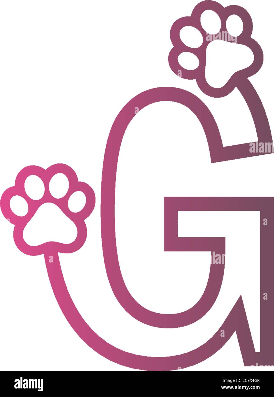 Letter G logo design Dog footprints concept icon illustration Stock ...