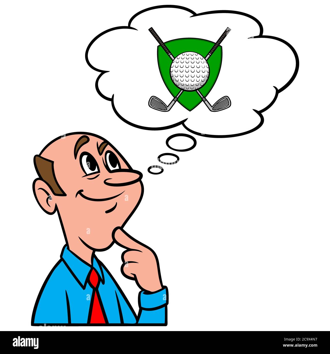 Thinking About a Golf Tournament- An Illustration of a Person Thinking ...