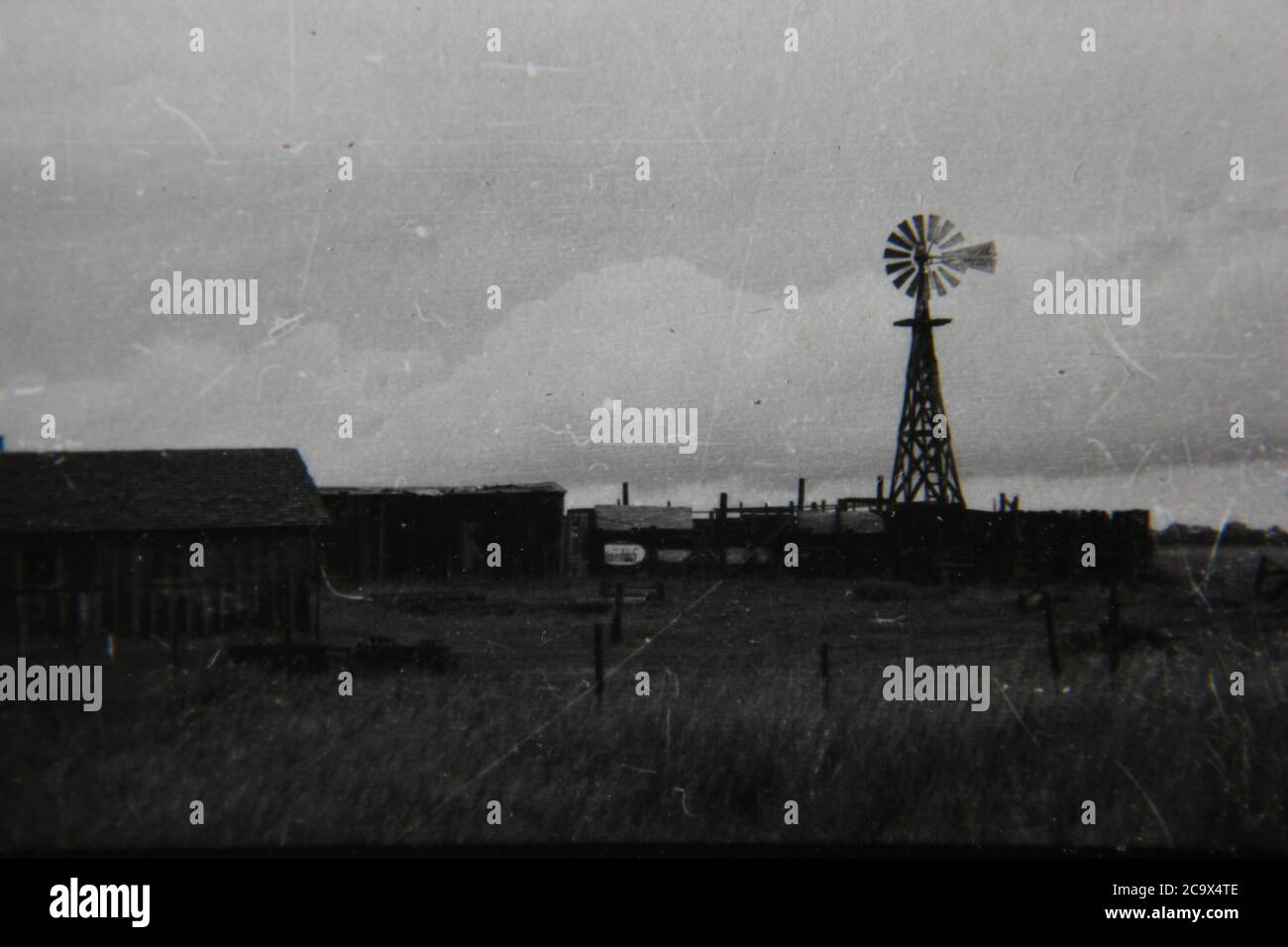 Fine 70s vintage black and white lifestyle photography of a windmill ...