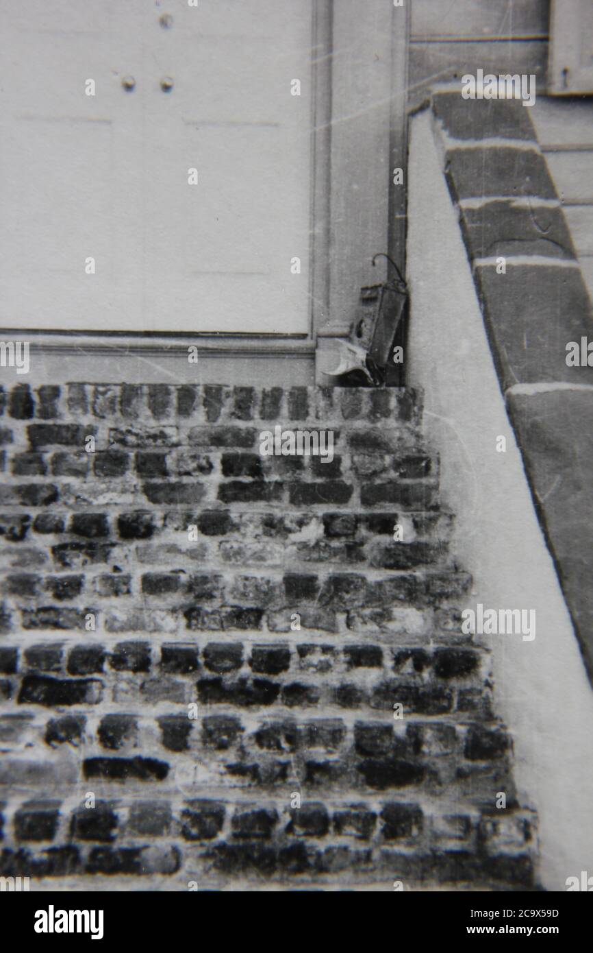 Fine 1970s vintage black and white photography of old and worn stairs ...