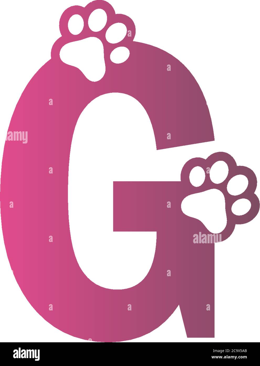 Letter G logo design Dog footprints concept icon illustration Stock ...