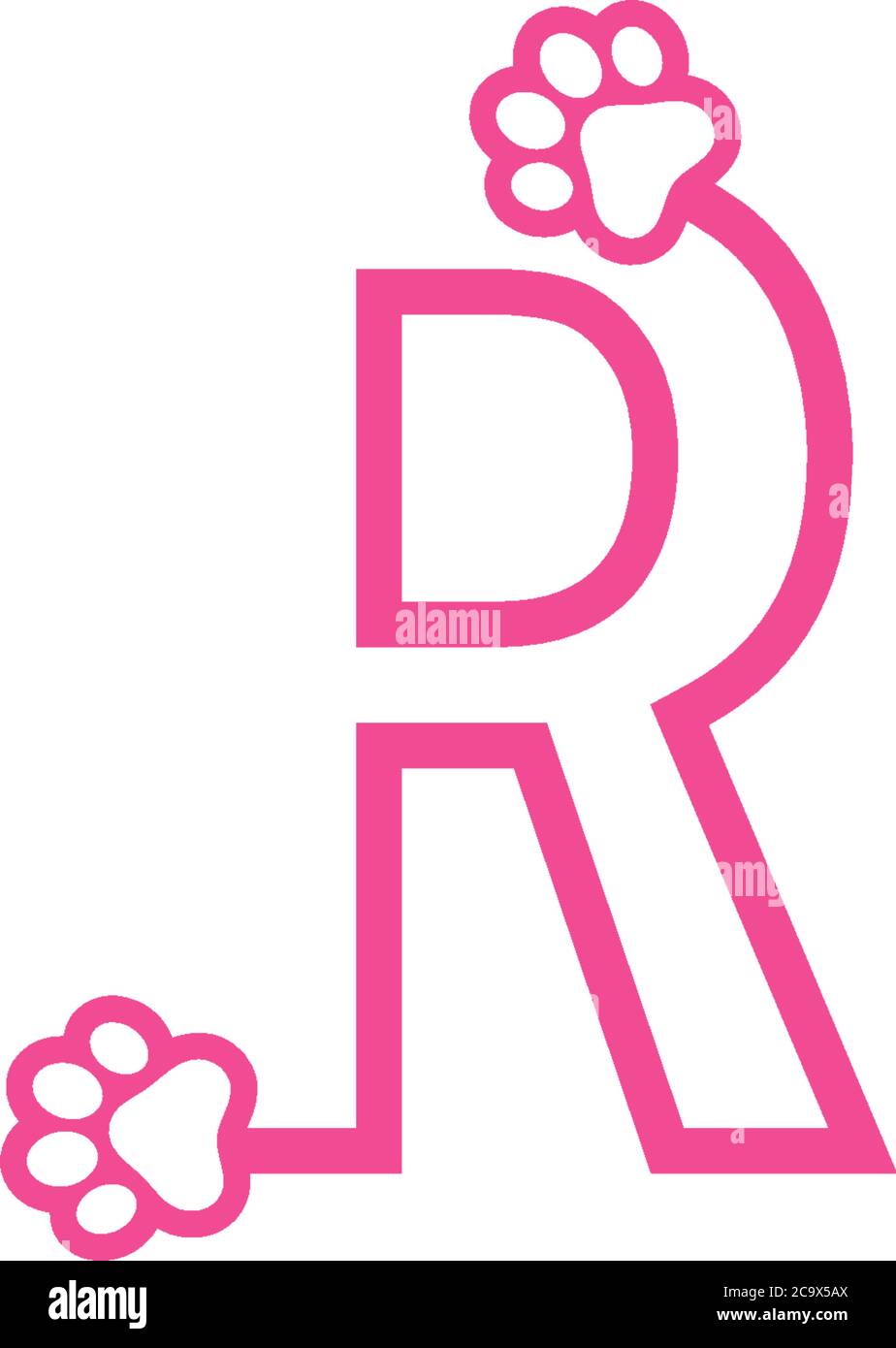 Letter R logo design Dog footprints concept icon illustration Stock ...