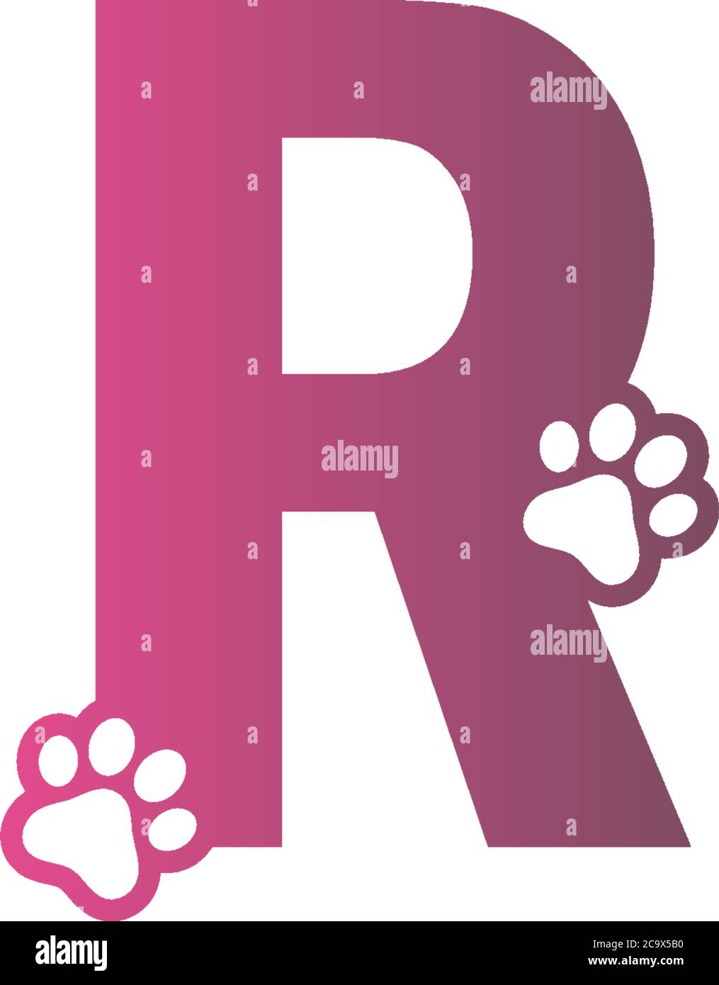 Letter R logo design Dog footprints concept icon illustration Stock ...
