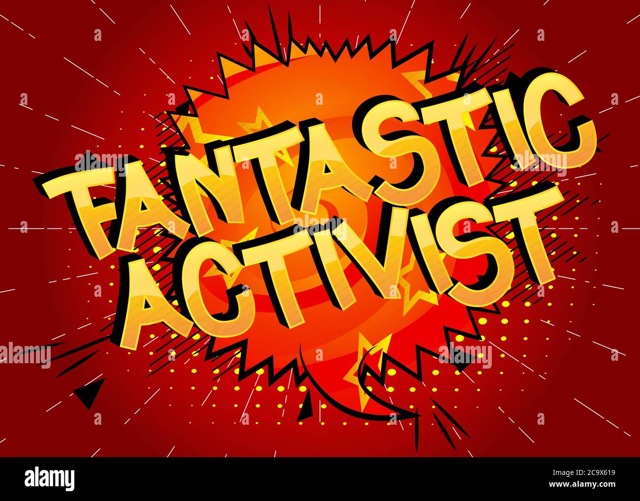 Fantastic Comic book style cartoon words on abstract comics background ...