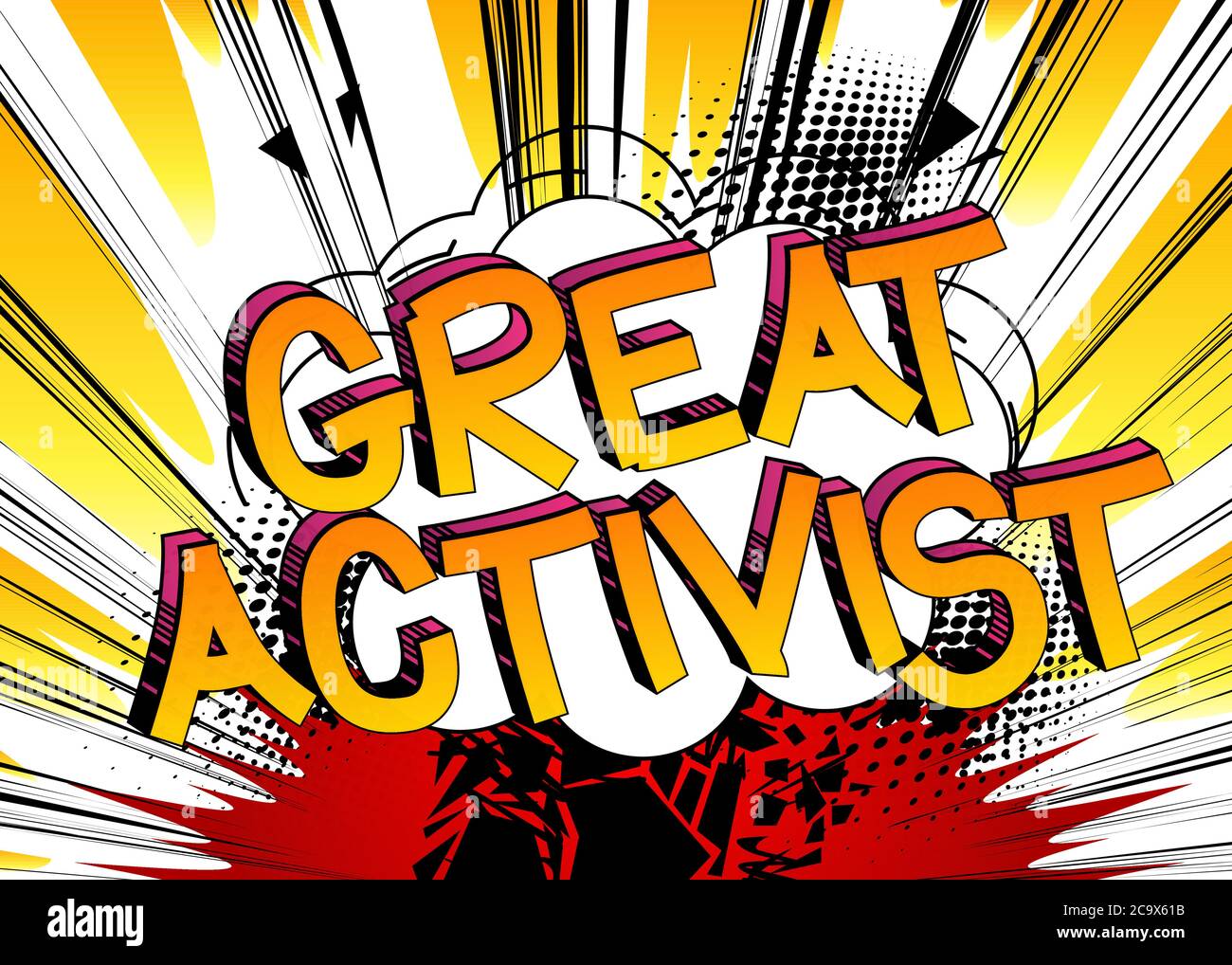 Great Comic book style cartoon words on abstract comics background ...