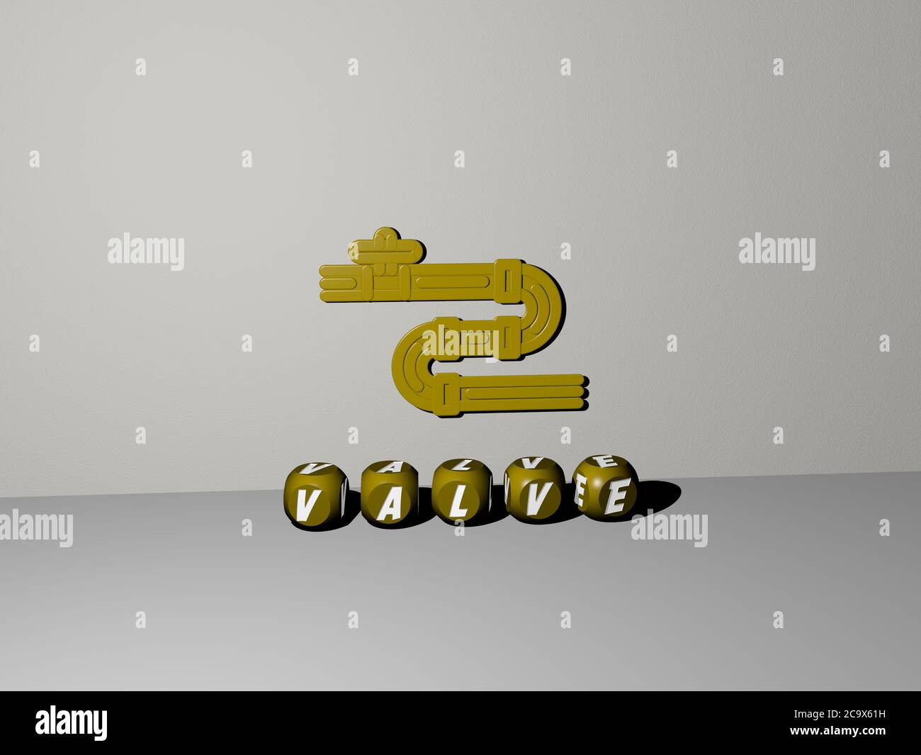 3D graphical image of VALVE vertically along with text built by ...