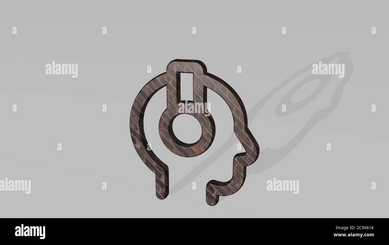 headphones human casting shadow with two lights. 3D illustration of ...