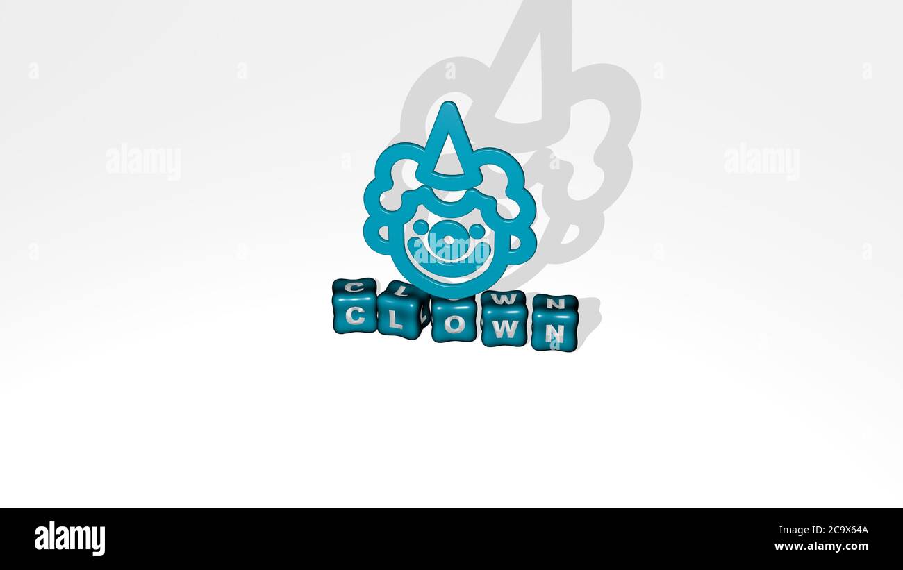 3D graphical image of clown vertically along with text built by ...