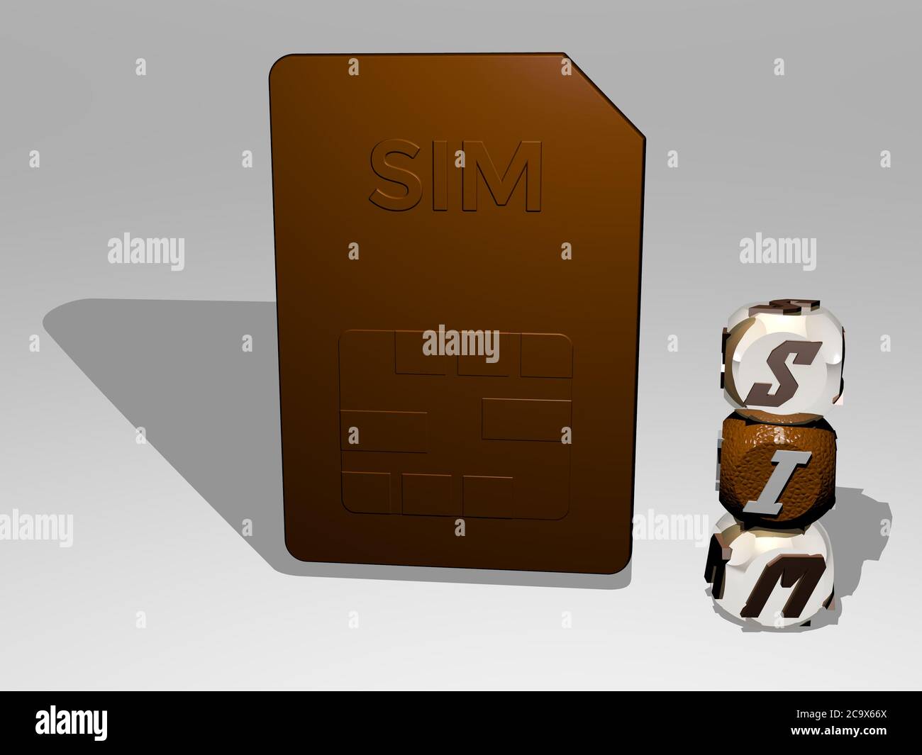 3D representation of sim with icon on the wall and text arranged by ...